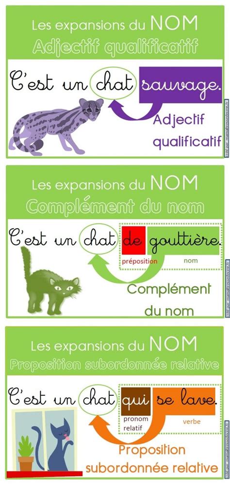 Des Affiches Pour Les Expansions Du Nom Adjectif Qualificatif Complément Du Nom Proposition