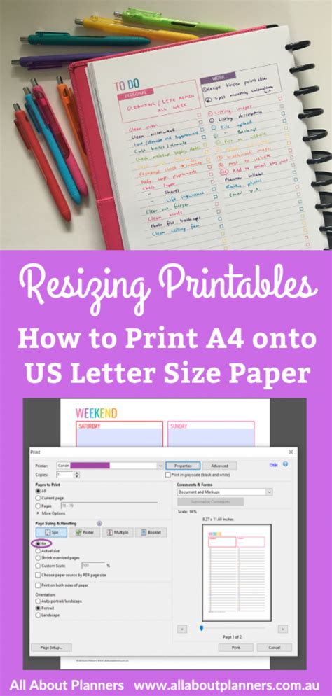 How To Print An A Printable Onto US Letter Size Paper And Vise Versa All About Planners