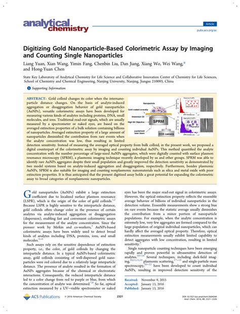 Pdf Digitizing Gold Nanoparticle Based Colorimetric Assay By