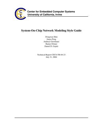 System On Chip Network Modeling Style Guide Citeseerx