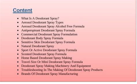 Aerosol Deodrant Spray Formula At 1 Chemical Formula Services