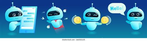 Cute Bot Character Set Chatbot Greets Stock Vector Royalty Free 1663321135 Shutterstock