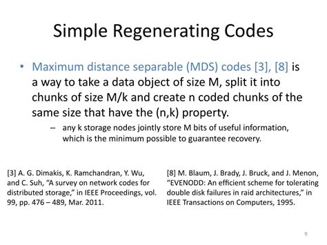 ppt simple regenerating codes network coding for cloud storage
