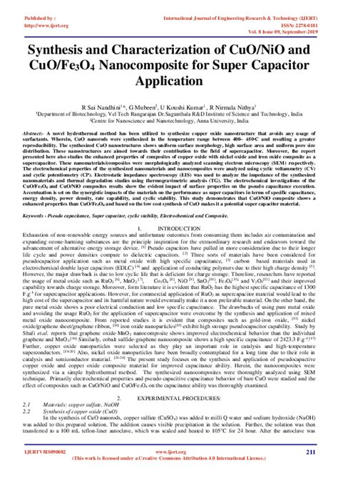 Pdf Synthesis And Characterization Of Cuonio And Cuofe3o4