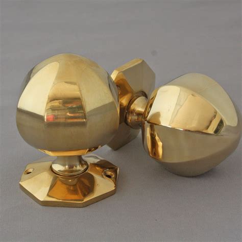 Period Octagonal Brass Door Knobs Architectural Decor