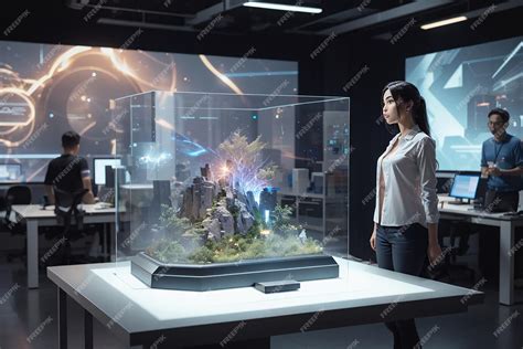 Premium Ai Image Spatial Holographic Displays Interactive 3d Workspace Visualizationspatial