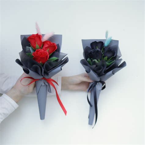 가격실화 다크니스 블랙 로즈 꽃다발 비누꽃 흑장미 레드 장미 에이블리