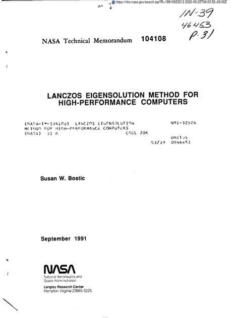 Lanczos Method For Solution Of Eigen Problem Pdf Matrix