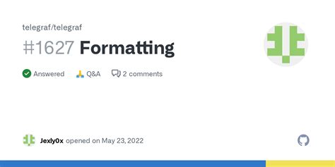 Formatting · Telegraf Telegraf · Discussion 1627 · Github