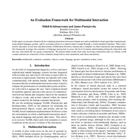 An Evaluation Framework For Multimodal Interaction Acl Anthology