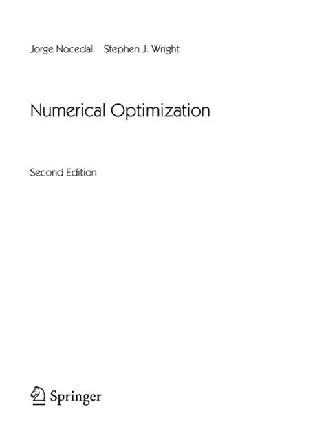 Solutions For Numerical Optimization 2nd By Jorge Nocedal Stephen