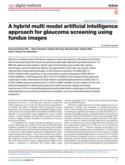 Pdf A Hybrid Multi Model Artificial Intelligence Approach For Glaucoma Screening Using Fundus