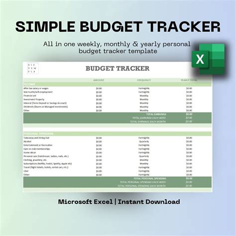 Simple Personal Budget Tracker Etsy