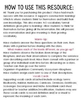Ecology Unit Introduction By MyScienceHeart TPT