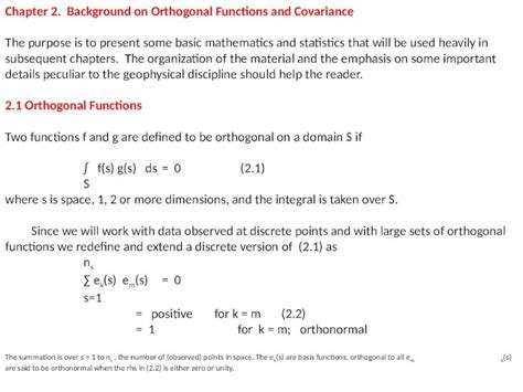 Pptx Chapter 2 Background On Orthogonal Functions And Covariance