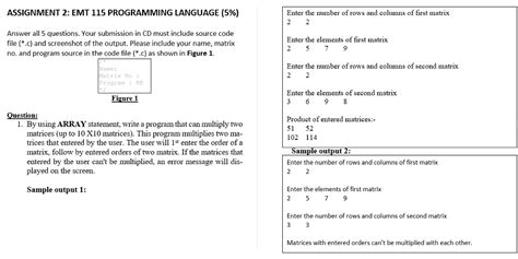 Assignment 2emt 115 Programming Language 5 Enter The Number Of Rows And