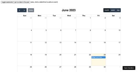 FullCalendar Vue Codesandbox
