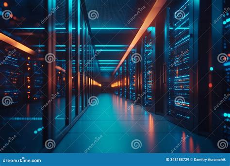 A Server Room With Connectivity And Computing Capabilities Networking Technology With Racks Of