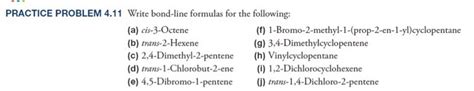 Solved Practice Problem 4 11 Write Bond Line Formulas For