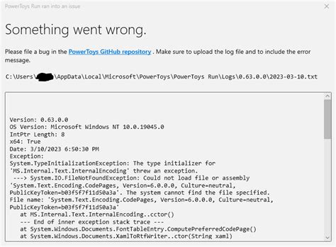 Powertoys Run Ran Into An Issue · Issue 24745 · Microsoftpowertoys