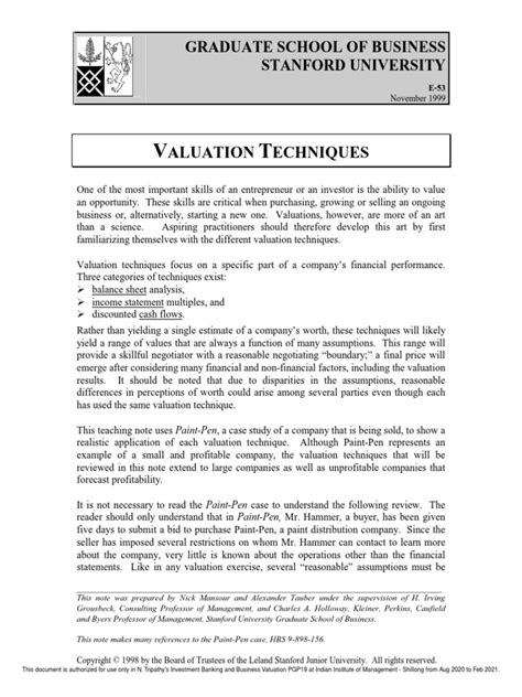 Valuation Techniques Pdf Valuation Finance Discounted Cash Flow