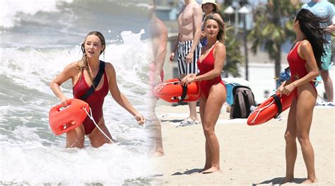 Hassie Harrison Soaks Her Curves In Iconic Baywatch One Piece
