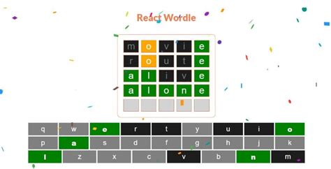 a wordle game written in react from scratch