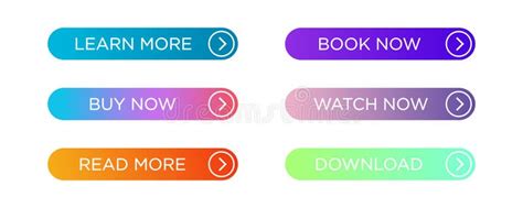 Web Button Set Gradient Buttons Set Vector Illustration Stock Vector