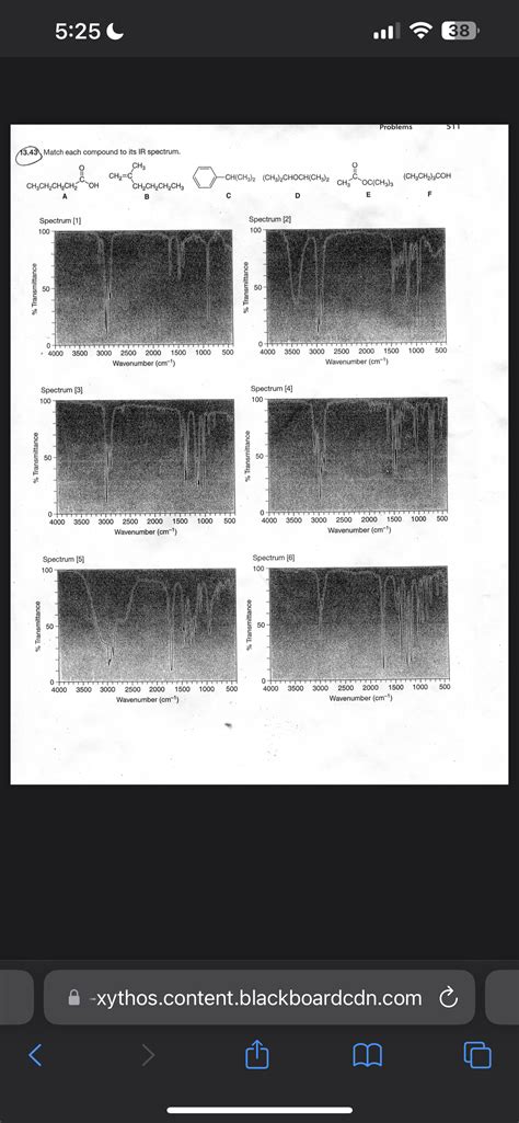 Solved 5 25allฉ3813 43 Match each compound to its IR Chegg com