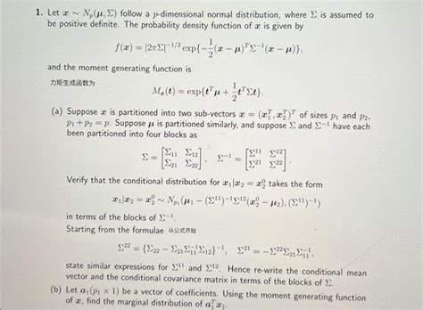 solved 1 let x sim n {p} boldsymbol{ mu} sigma
