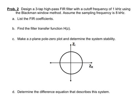 Solved Prob 2 Design A 3 Tap High Pass Fir Filter With A