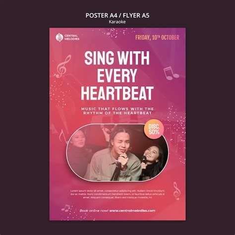 그라디언트 가라오케 파티 포스터 템플릿 무료 Psd 파일