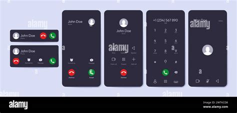 incoming call ui elements smartphone overlay with accept decline call