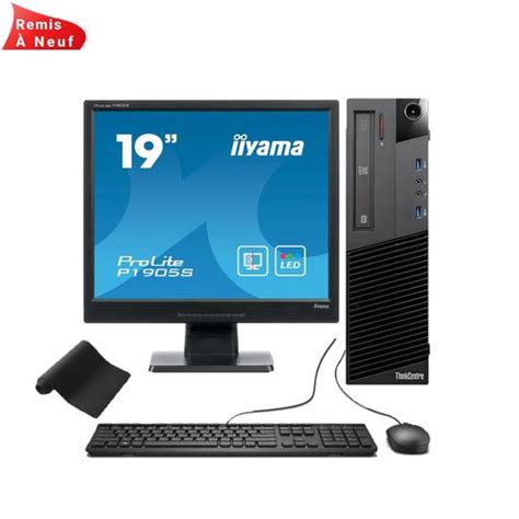 Lenovo Thinkcentre M83 Pentium G3250 Ram 4go Hdd 500go Avec Ecran Dell 19 Remis à Neuf
