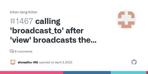 Calling Broadcast To After View Broadcasts The Wrong Dim Issue Triton Lang Triton