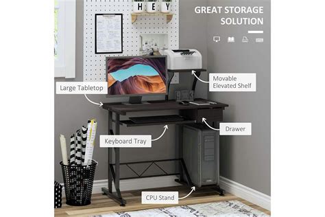 Homcom Compact Computer Desk Black Walnut Ireland