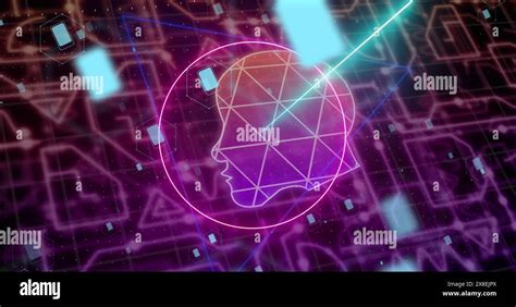 Image Of Human Face In Geometric Shapes And Falling Rectangles Over