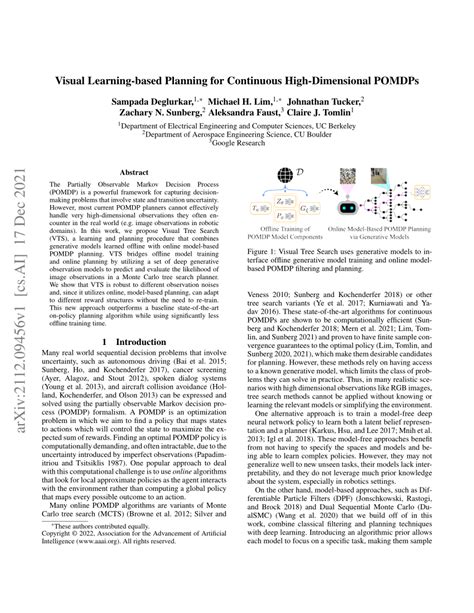 Pdf Visual Learning Based Planning For Continuous High Dimensional Pomdps
