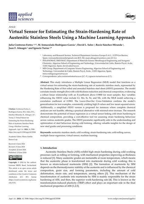 Pdf Virtual Sensor For Estimating The Strain Hardening Rate Of