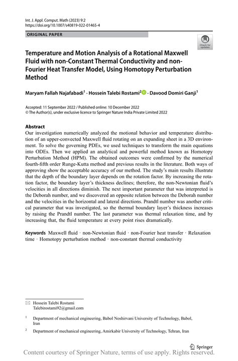 Temperature And Motion Analysis Of A Rotational Maxwell Fluid With Non