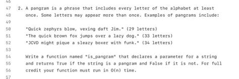 solved 2 a pangram is a phrase that includes every letter