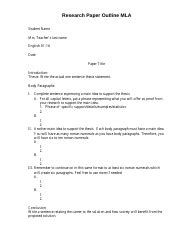 Mla Research Paper Outline Download Printable PDF Templateroller