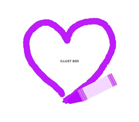 無料イラスト クレヨンハート紫