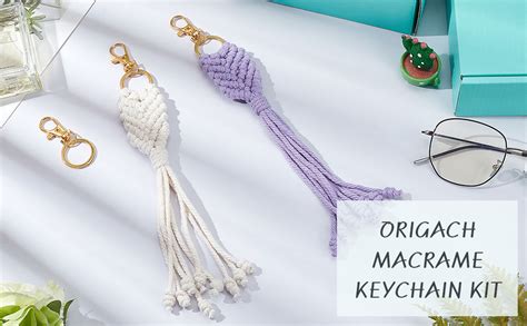 ORIGACH 6 Set Macrame Fish Tail Keychain Kit Personalized Keychain Kit Macrame Craft Kit For