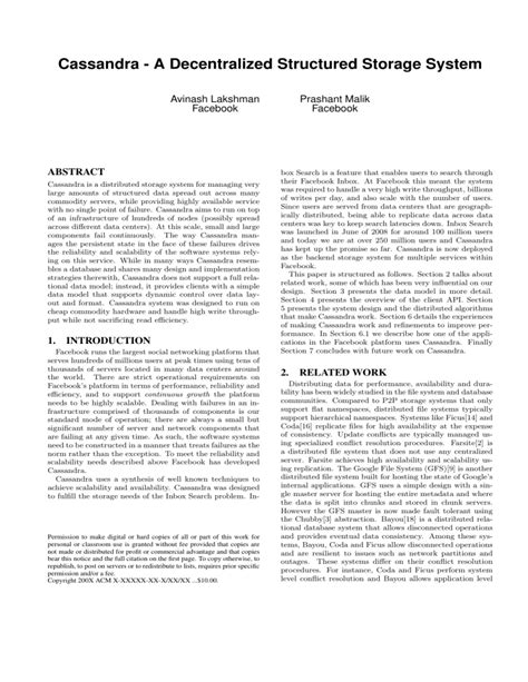 Cassandra Tech Paper