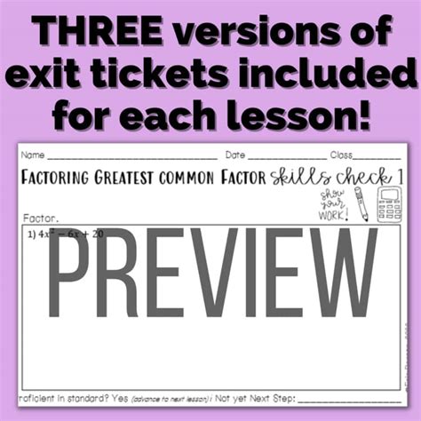 Factoring Greatest Common Factor Notes And Practice Tpt