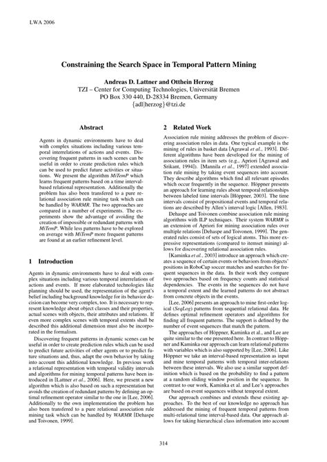 Pdf Constraining The Search Space In Temporal Pattern Mining