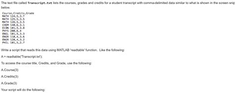 The Text File Called Transcript Txt Lists The