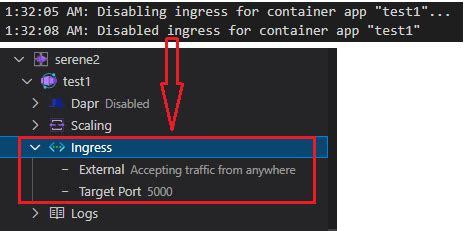 The Ingress Node Is Still Enabled After Executing Disable Ingress For Container App Action