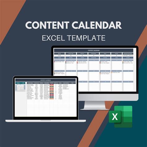 Content Calendar Excel Template Editorial Calendar Content Planner Content Creator